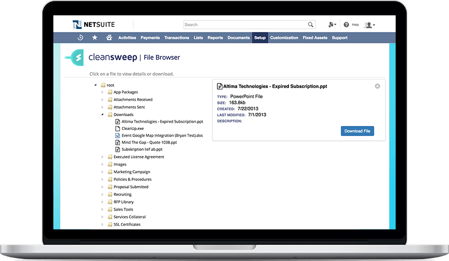 CleanSweep File Manager - SuiteApp for NetSuite File Cabinet