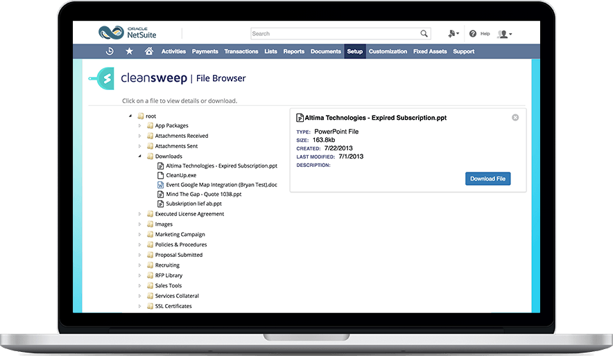CleanSweep File Manager - SuiteApp for NetSuite File Cabinet